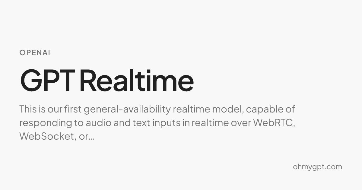 GPT Realtime - OpenAI AI Model