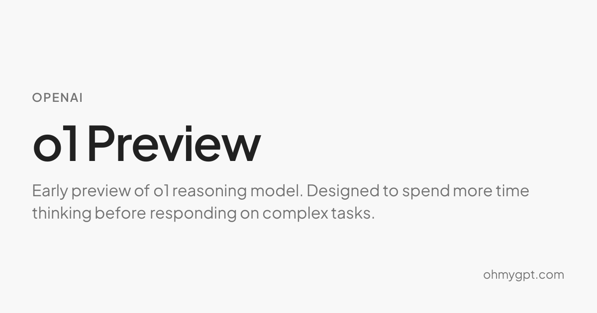 o1 Preview - OpenAI AI Model