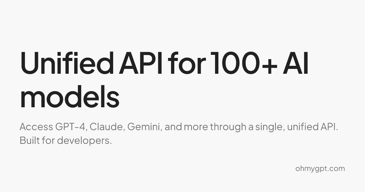 OhMyGPT - Enterprise AI Infrastructure | 100+ Global AI Models - OhMyGPT